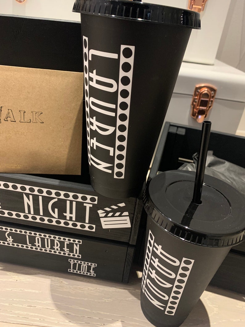 Movie Night Personalised Chalkboard Crate Movie & Time. Family | Etsy