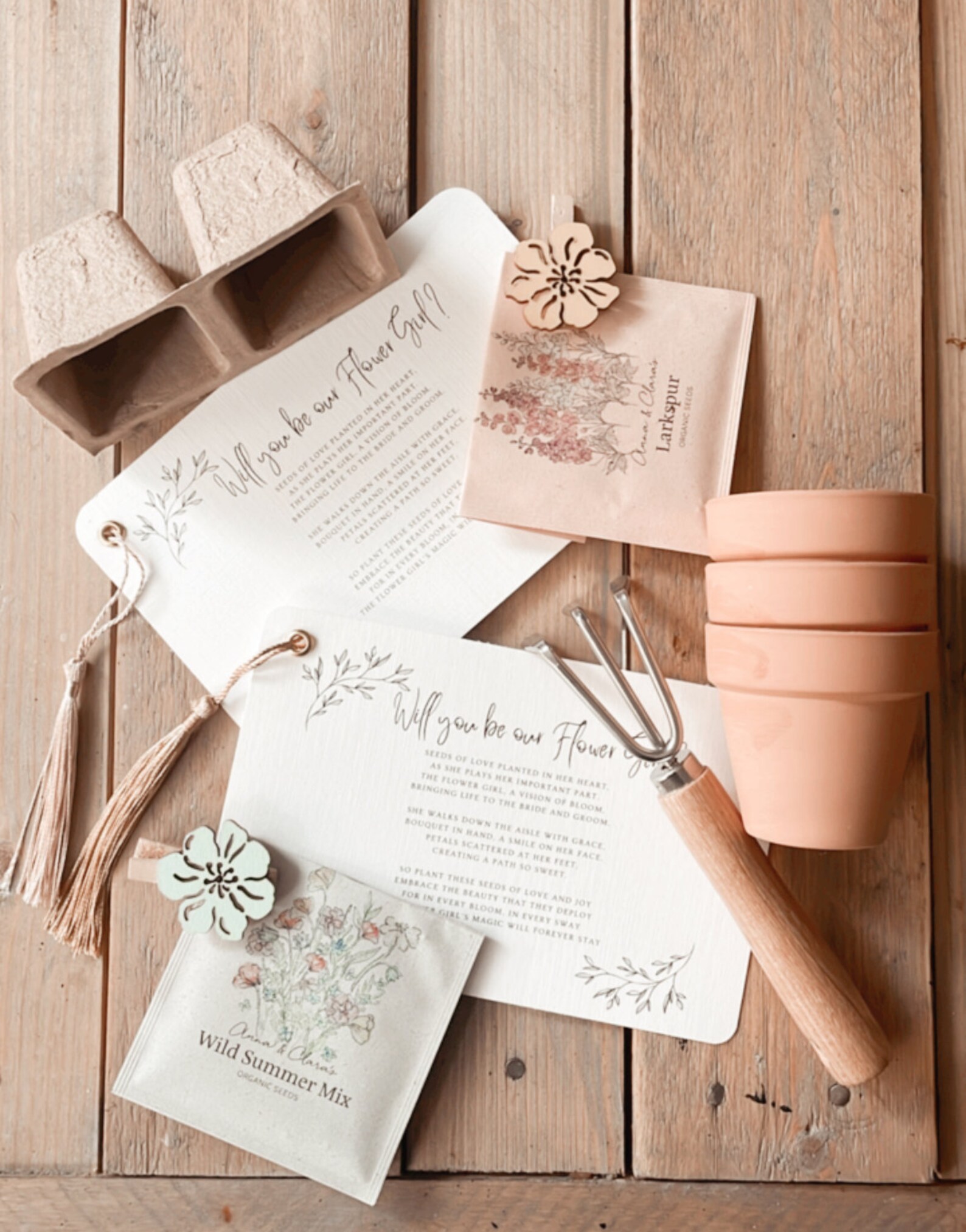 Flower Girl Proposal Poem With Flower Seeds Gift Set Planter Rustic and ...