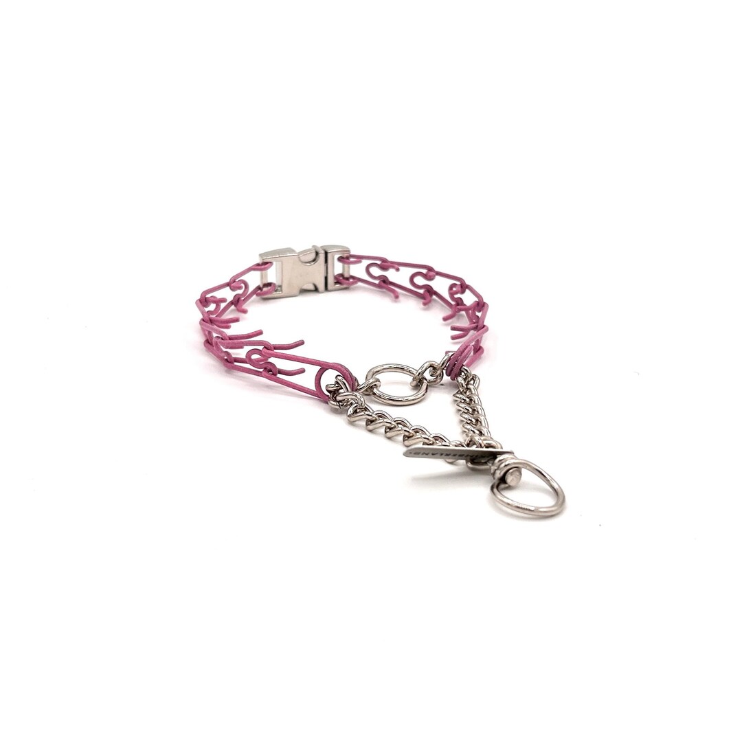 1.5mm Bubble Gum Pink Colored Micro Prong Collar and Swivel Leash ...