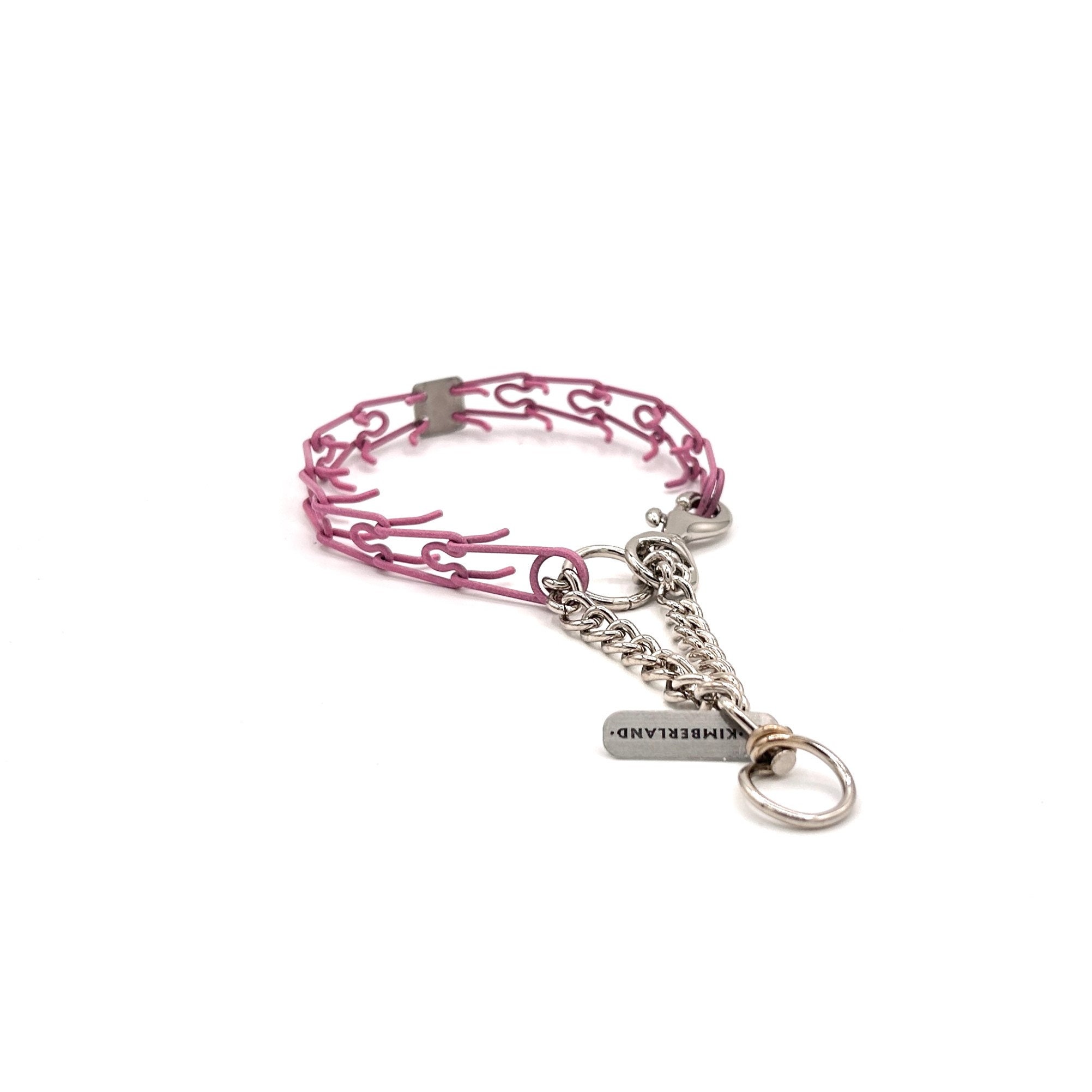 1.5mm Bubble Gum Pink Colored Micro Prong Collar and Swivel Leash ...