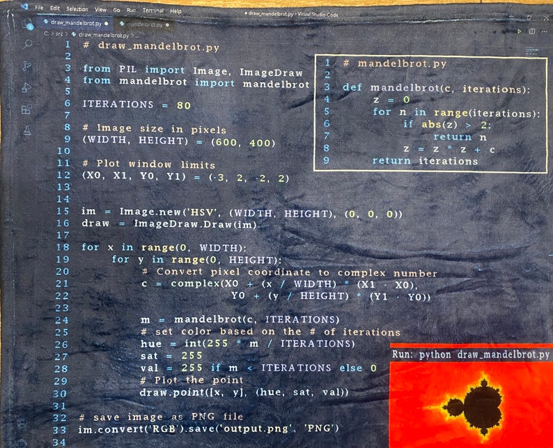 Mandelbrot Set Fractal Blanket With Python Code - Etsy