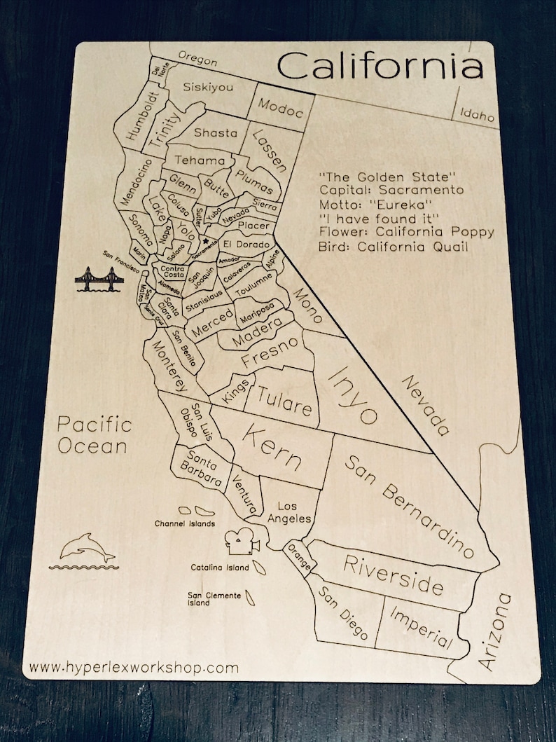 Large California Counties Map Puzzle - Etsy