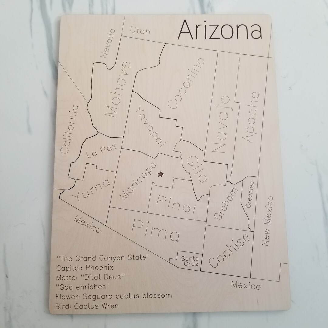 Large Arizona Counties Map Puzzle - Etsy