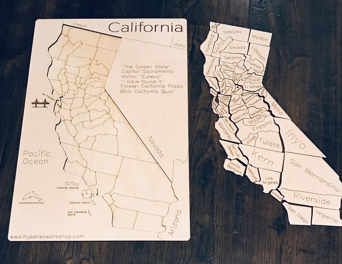 Large California Counties Map Puzzle - Etsy