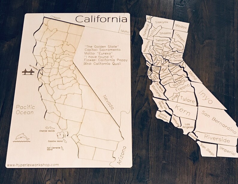 Large California Counties Map Puzzle - Etsy
