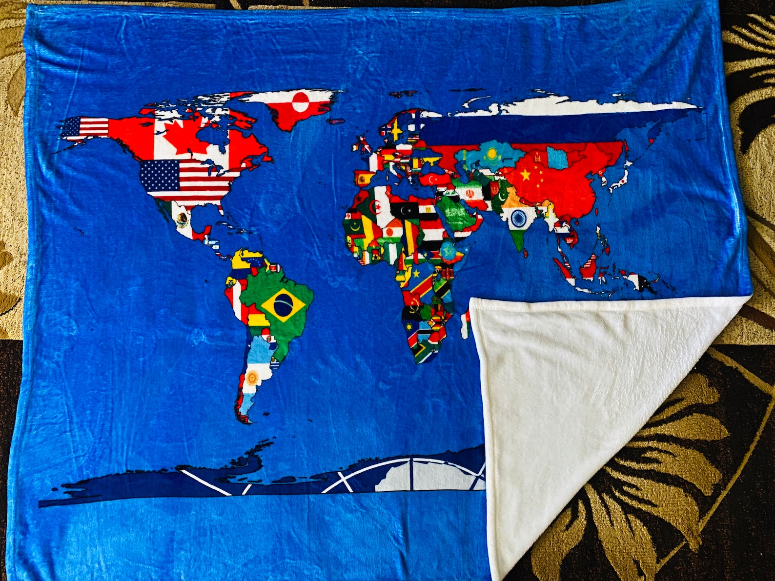 World Map With Country Flags - Throw Blanket - Etsy