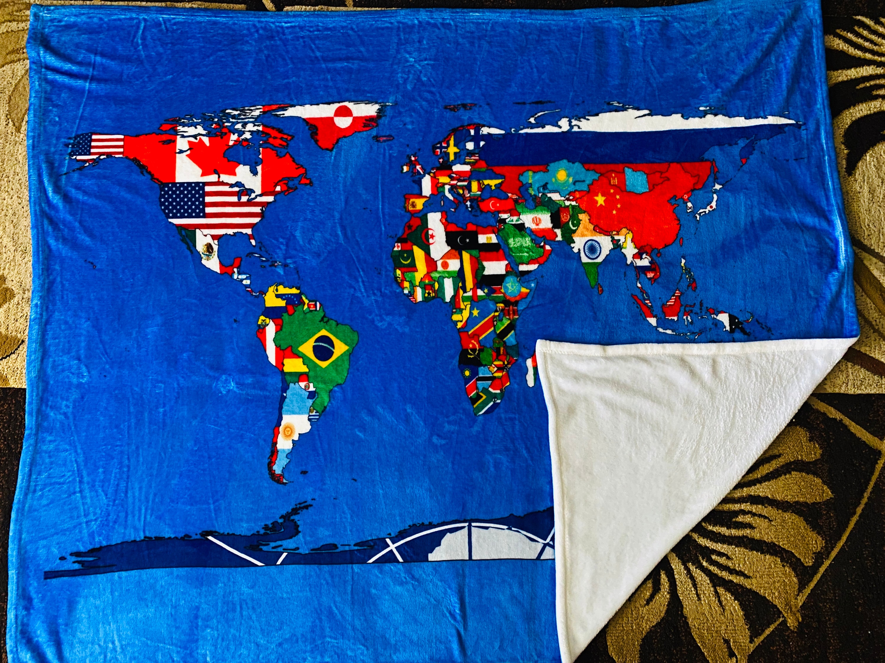 World Map With Country Flags - Throw Blanket - Etsy