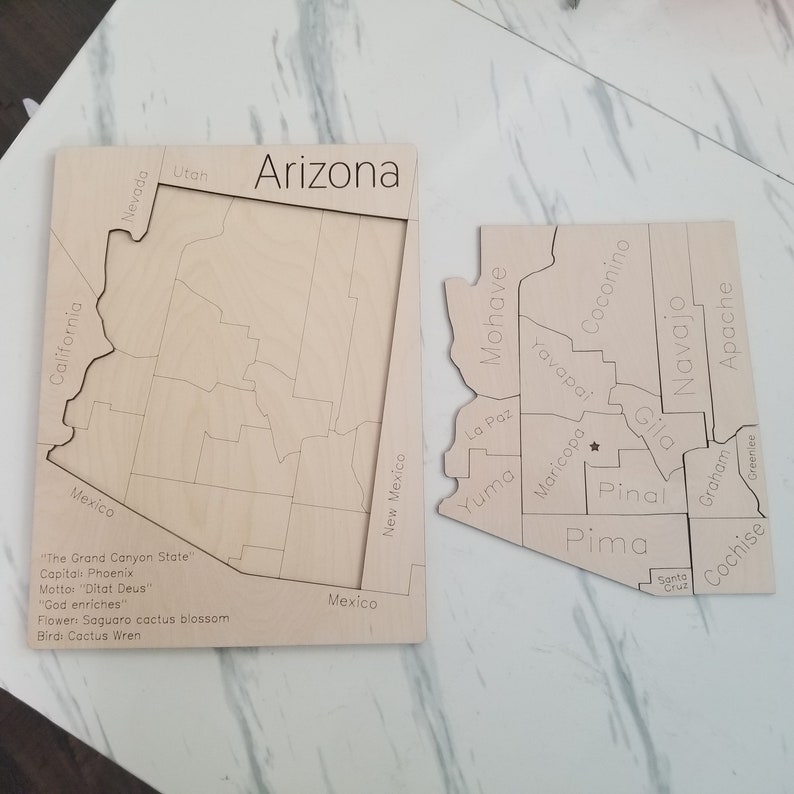Large Arizona Counties Map Puzzle - Etsy