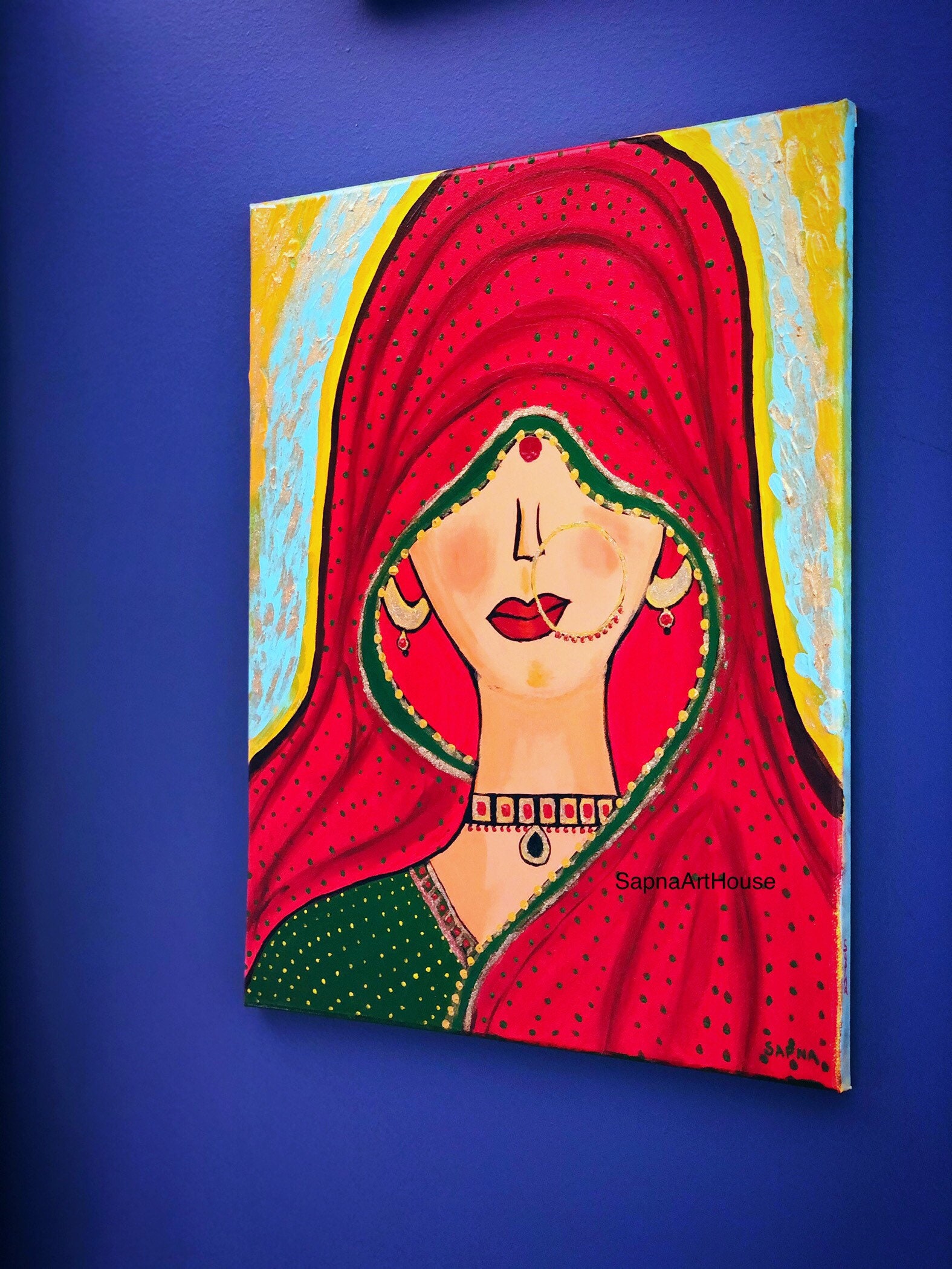 Buy Ghoonghat Original Indian Painting , Indian Traditional Attire ...