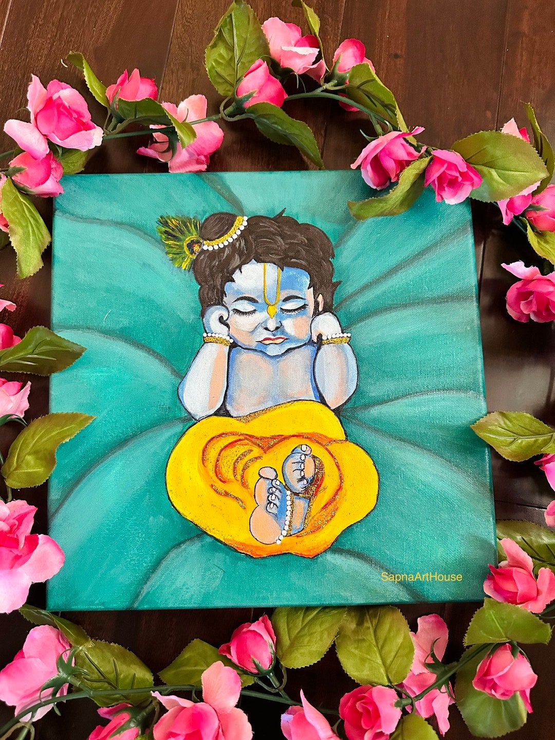 Original Little Krishna Painting . Krishna Krishna . Cute - Etsy