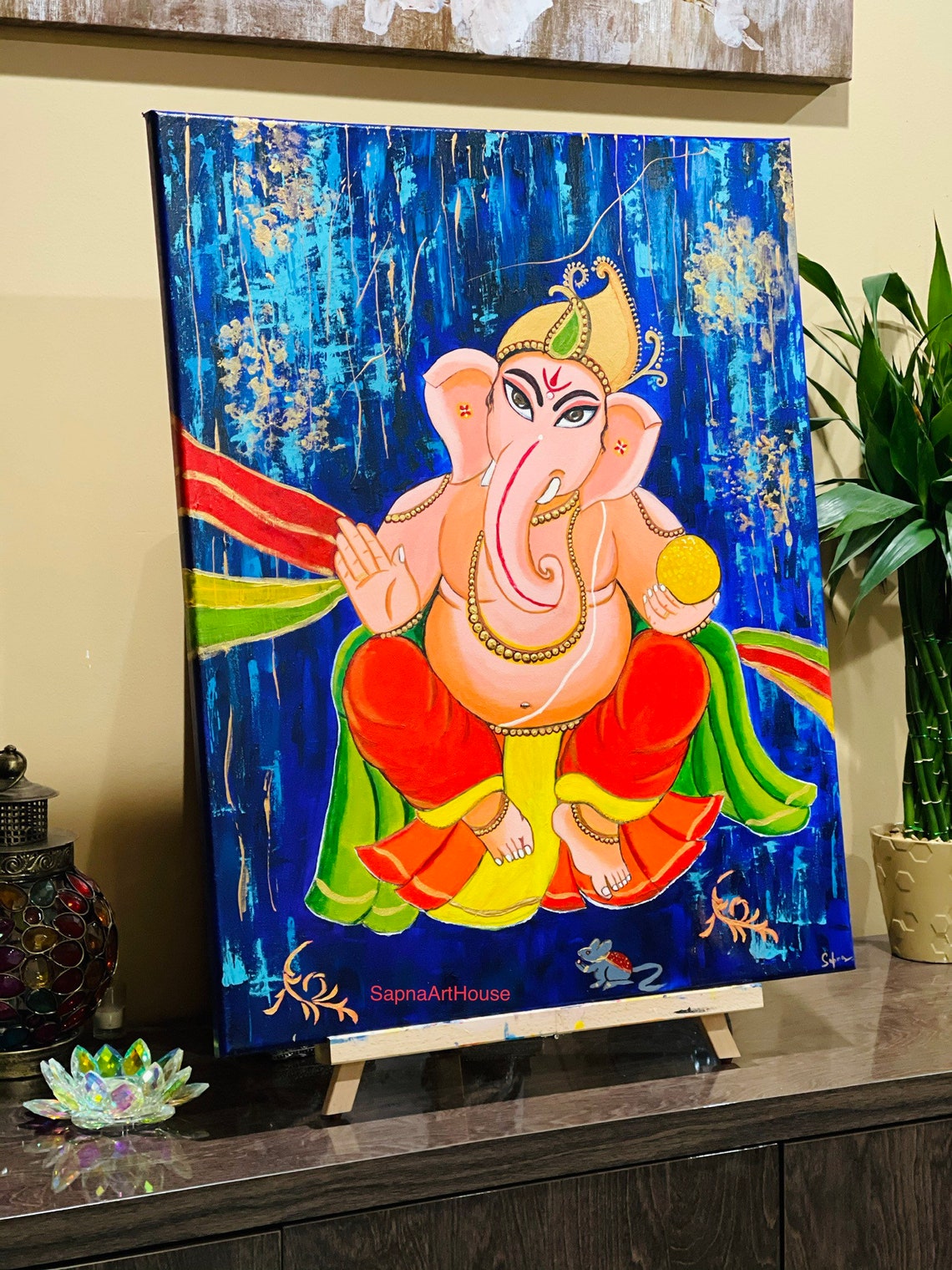 Original Ganesha Painting . Lord Ganesha Painting. Hindu God , Canvas ...