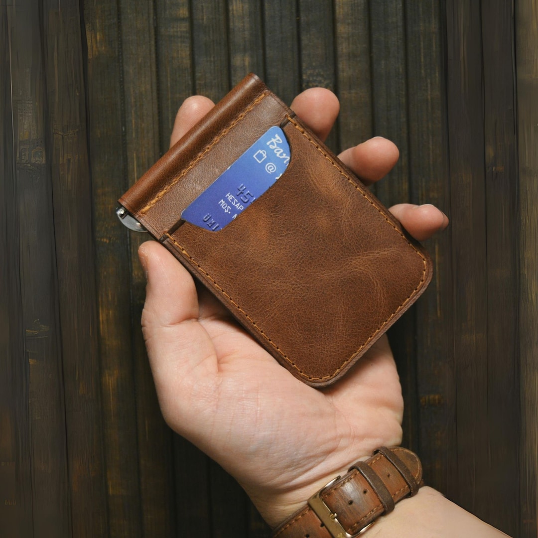 Handmade Leather Wallet Practical Folding Card Holder Handmade ...