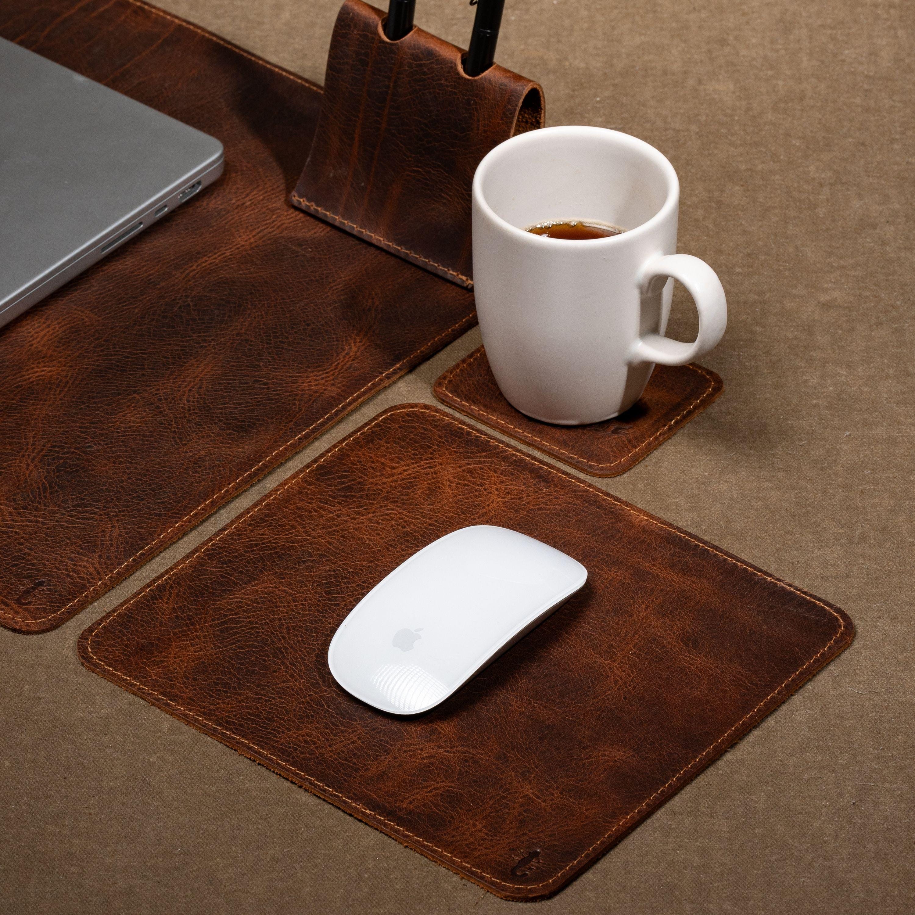 Leather Desk Mat Set: Handmade Office Organizer With Mouse Pad ...