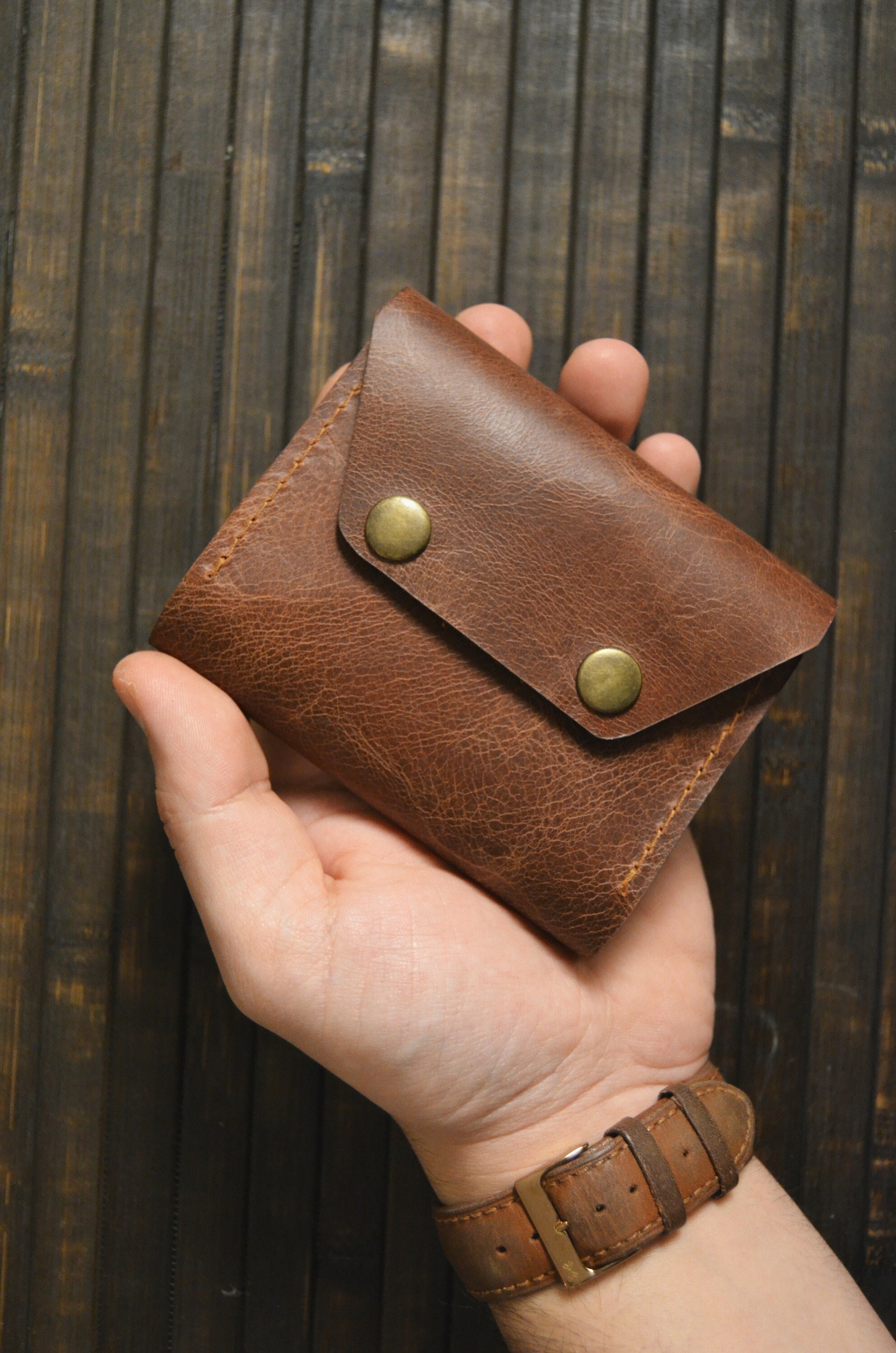 Simple and Practical Card Holder, Handmade Genuine Leather Wallet ...