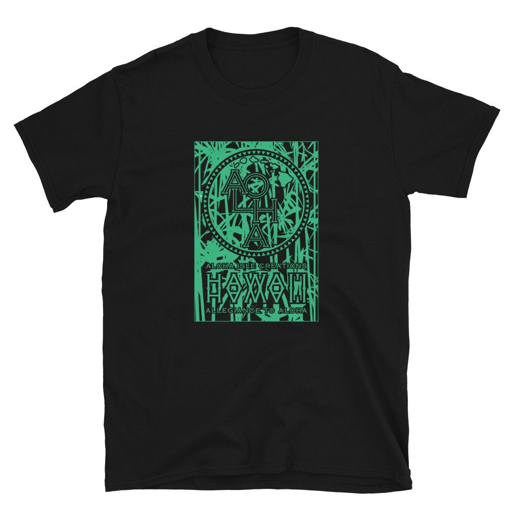 Hidden Aloha Warrior in Abstract Green Bamboo Jungle - Hawaii T-shirt ...
