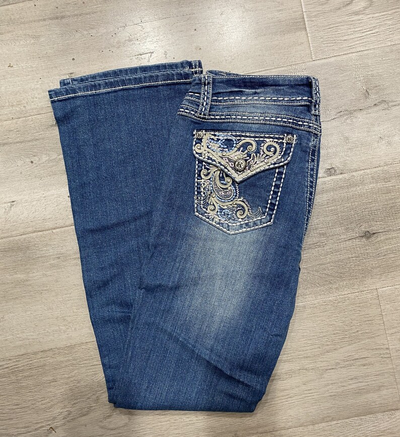Embroidery Boot Cut Jeans - Etsy