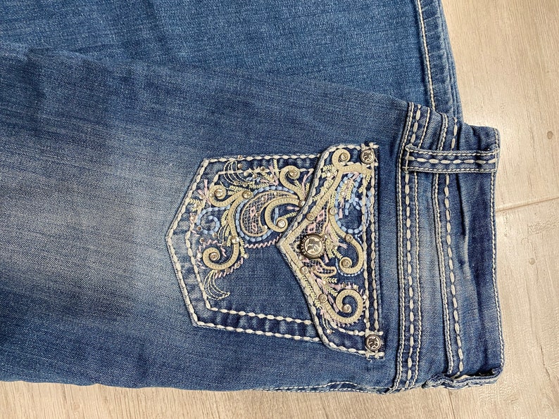 Embroidery Boot Cut Jeans - Etsy