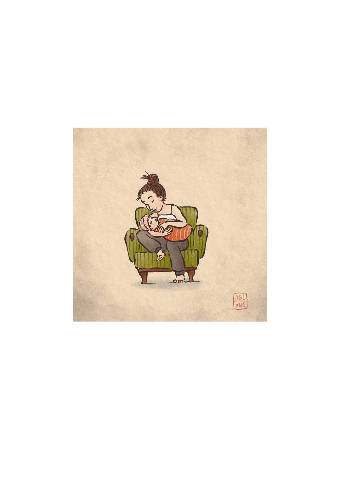 Mother and Child. Illustrated by Friederike Ablang. Printed and Signed ...