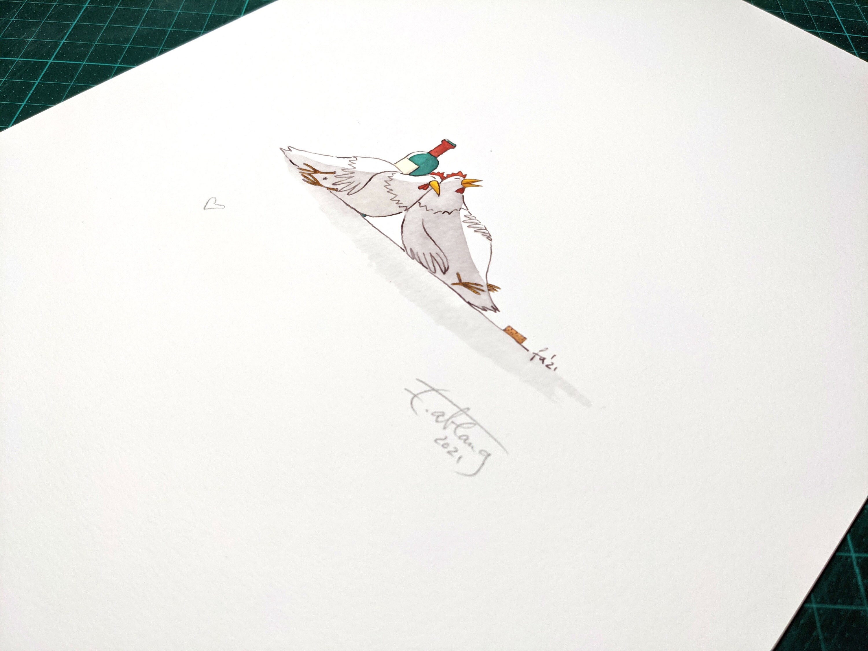 Drunken Chickens. Illustrated by Friederike Ablang. Printed and Signed ...