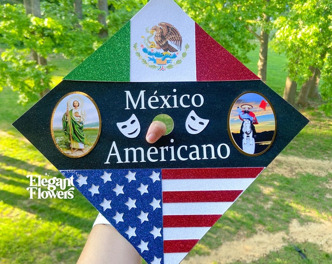 Graduation Cap Topper Mexico and USA, Grad Decoration, Graduation Cap ...