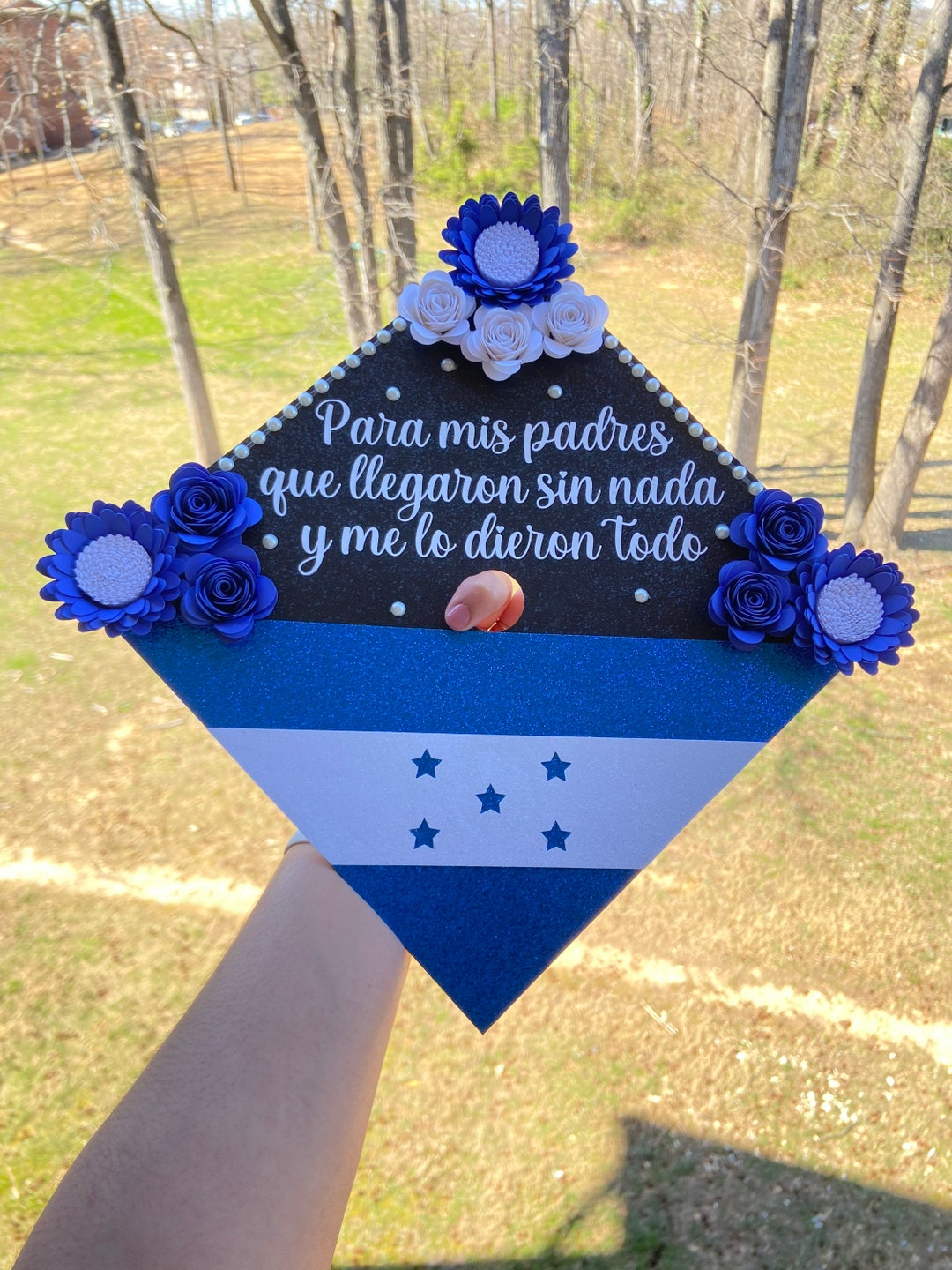 Custom Honduran Graduation Cap, Grad Decoration, Cap Floral Design ...
