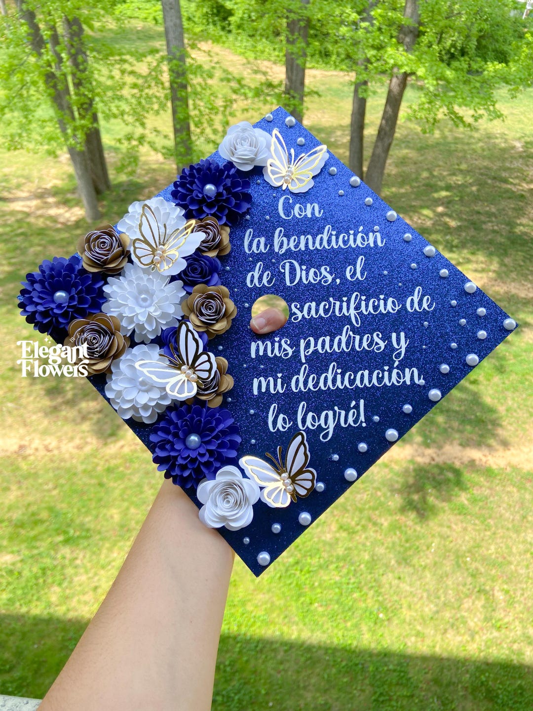 Custom Graduation Cap, Grad Decoration, Cap Floral Design, Graduation ...