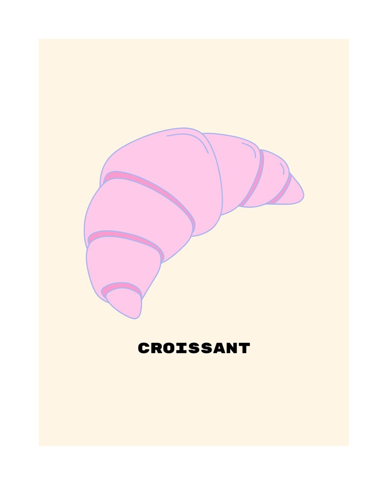 Croissant French Words Pink Girly Print Poster Digital Download - Etsy