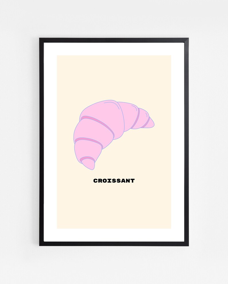 Croissant French Words Pink Girly Print Poster Digital Download - Etsy