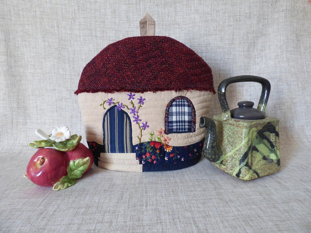 Very Warm Quilted 11 Tea Cozy, Country Embroidered Flowers House ...