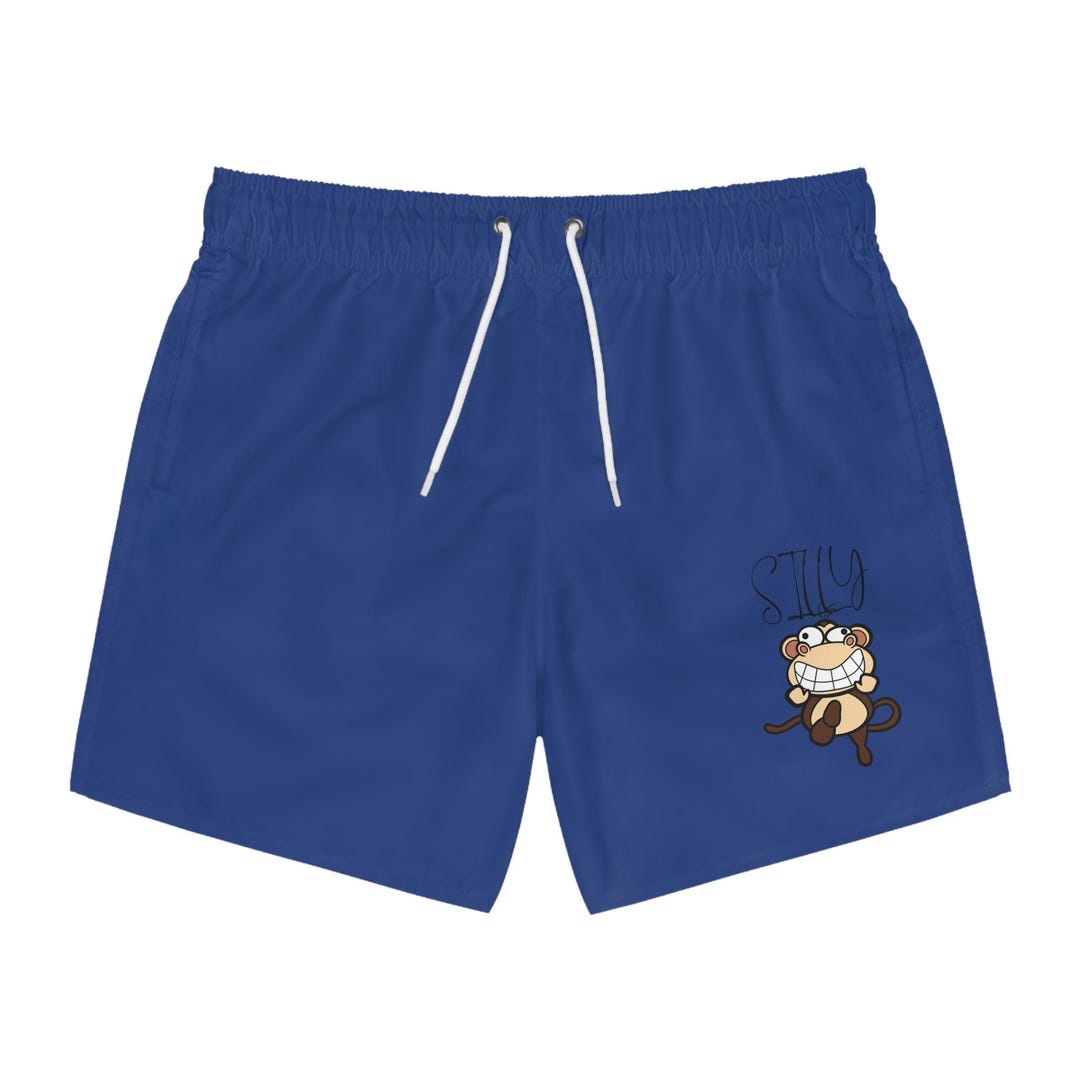 Monkey Skull Bones Swim Trunks Blue, Retro Beach Shorts, Summer Pool ...
