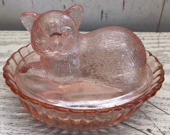 Glass Cat Candy Dish | Etsy