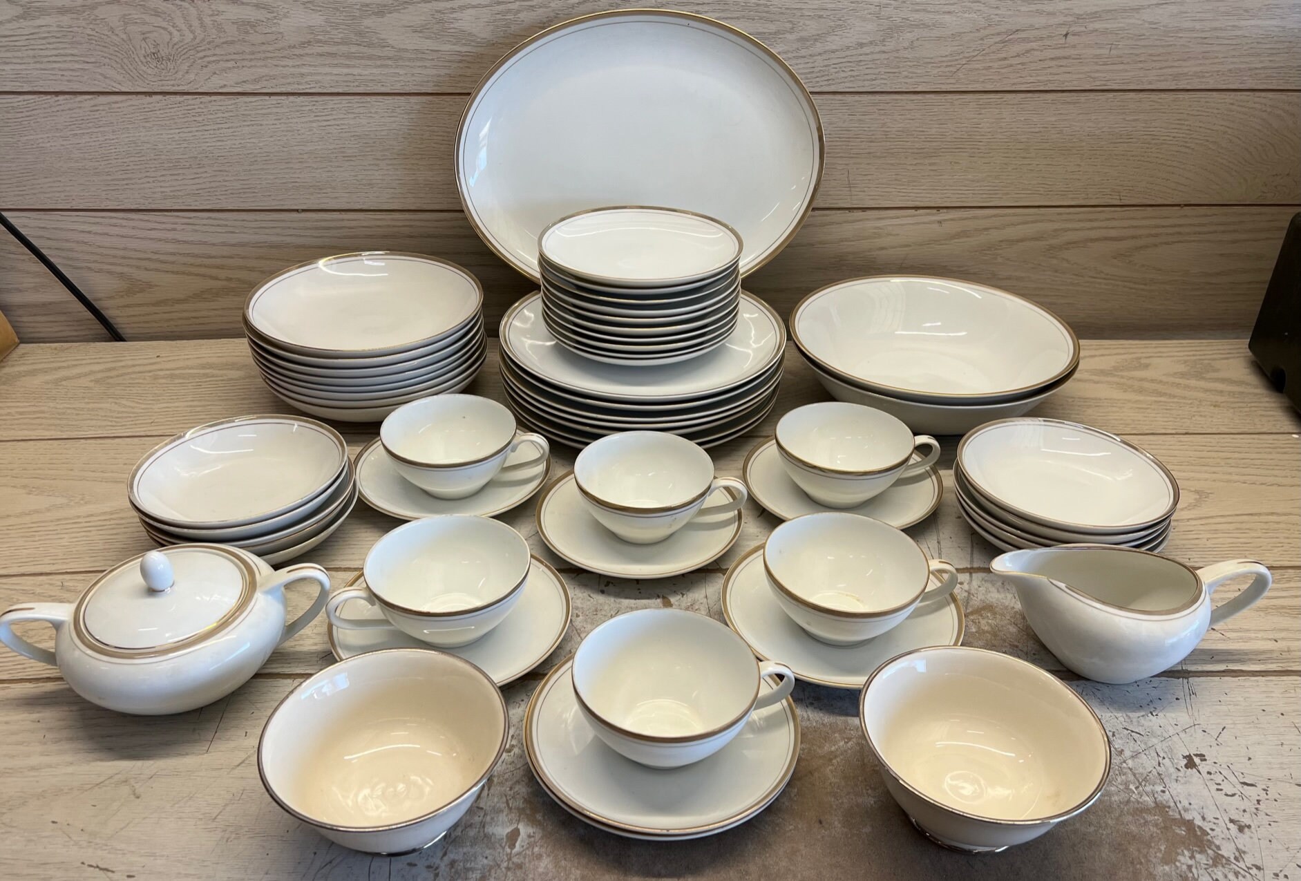 49pc Royalton China Translucent Porcelain Golden Elegance Dinner Lunch ...