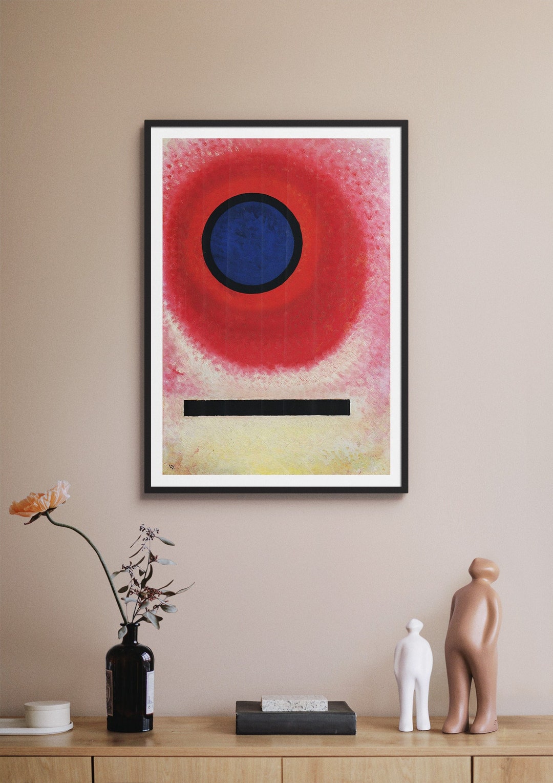 Kandinsky Print Blue Circle Painting Printed Abstract Mid Century ...