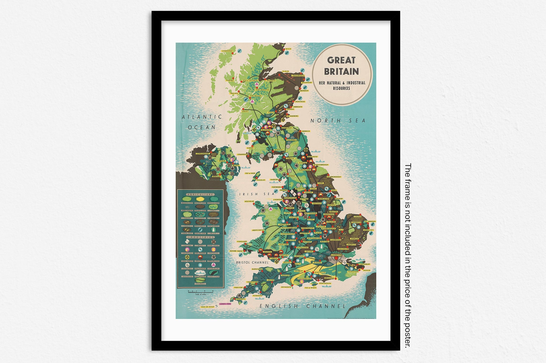 Map of Great Britain Educational Map Natural & Industrial - Etsy