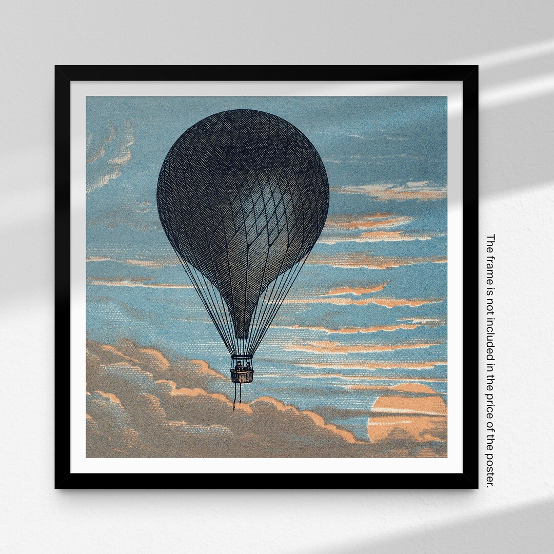 Air Balloon Art Print, Le Ballon, Square Poster Print, Vintage ...