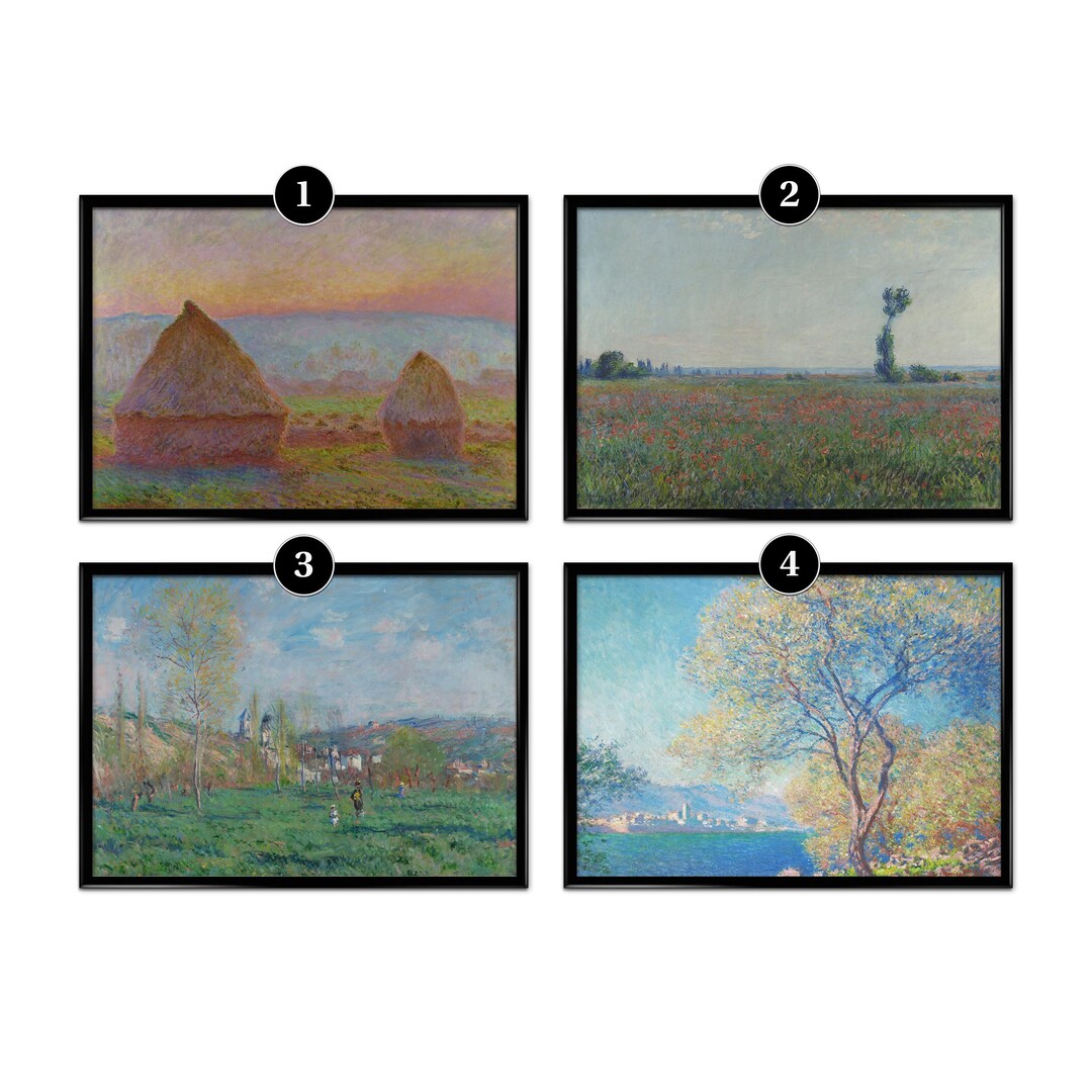 Monet Print Set, Landscape Paintings by Claude Monet, French Landscapes ...