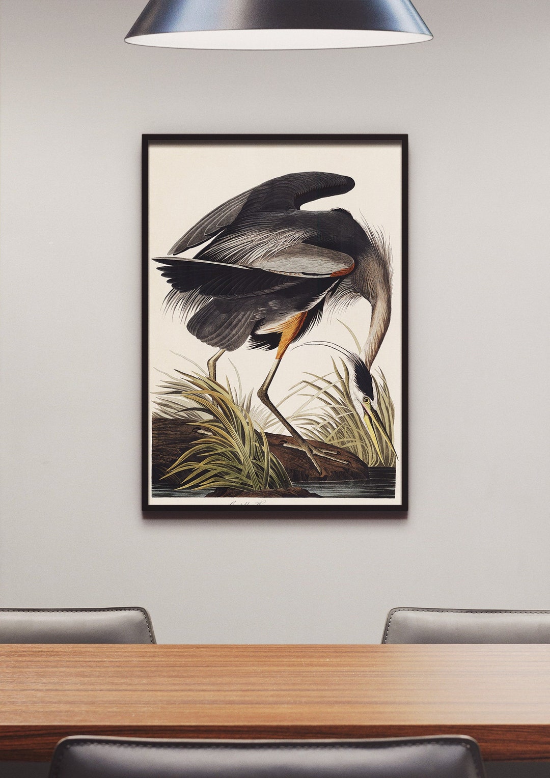 Bird Print, Vintage Bird Poster, Farmhouse Decor, Great Blue Heron From ...