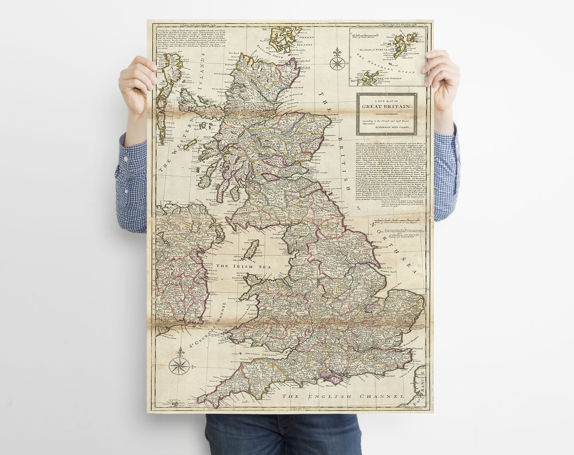 Map of Great Britain High Resolution Reproduction of a | Etsy