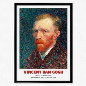 Van Gogh Exhibition Poster, Vincent Van Gogh Print, Self Portrait ...