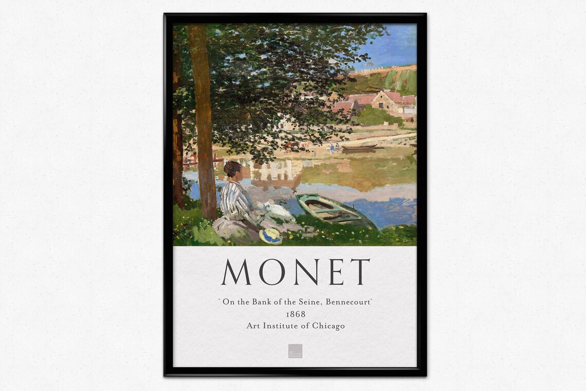 Monet Exhibition Poster, Claude Monet on the Bank of the Seine ...