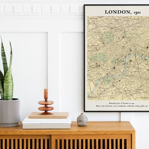 Vintage Map of London in 1901, Vintage Cartographic Map, Reproduction ...