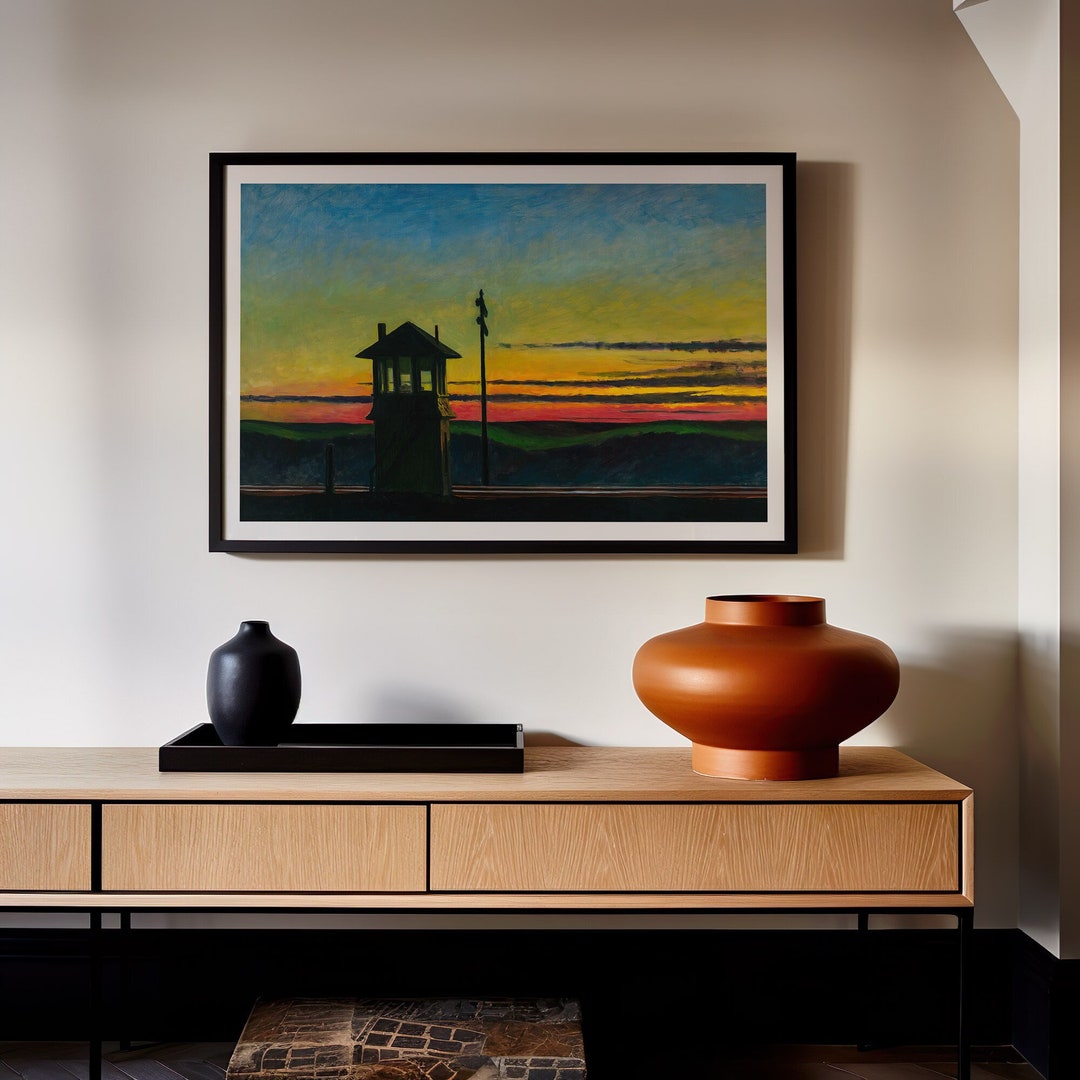 Edward Hopper Railroad Sunset Art Print - Vintage Train Landscape Wall ...