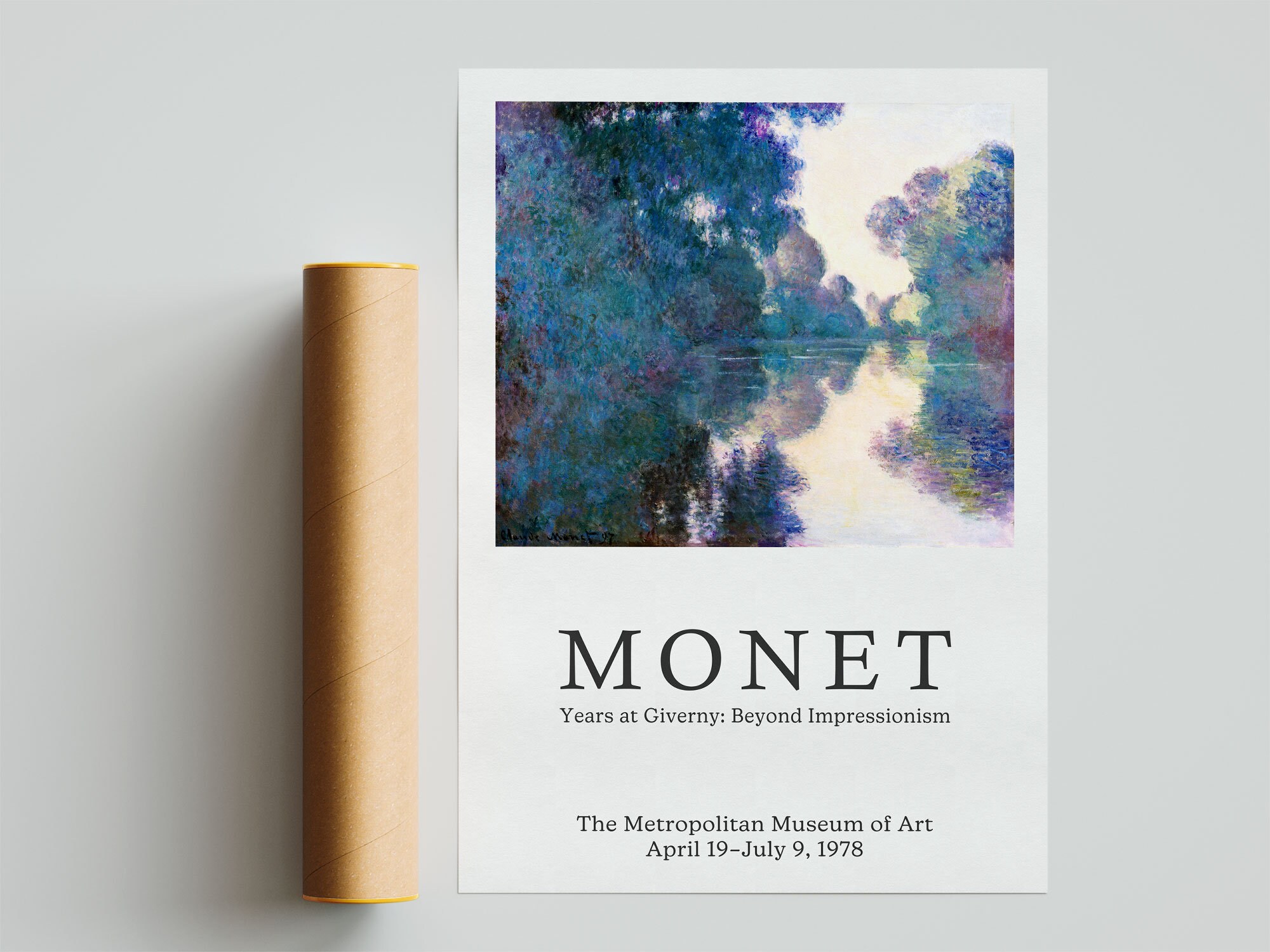 Monet Exhibition Poster, Claude Monet Morning on the Seine Near Giverny ...