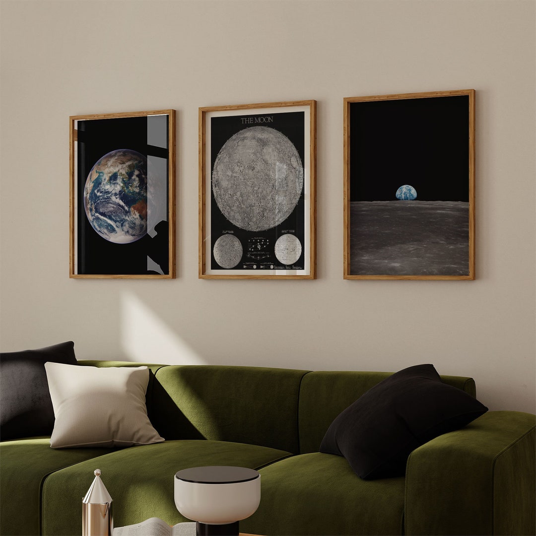 Space Posters Set of 3 Nasa Photos, Earth From Space, Earthrise From ...
