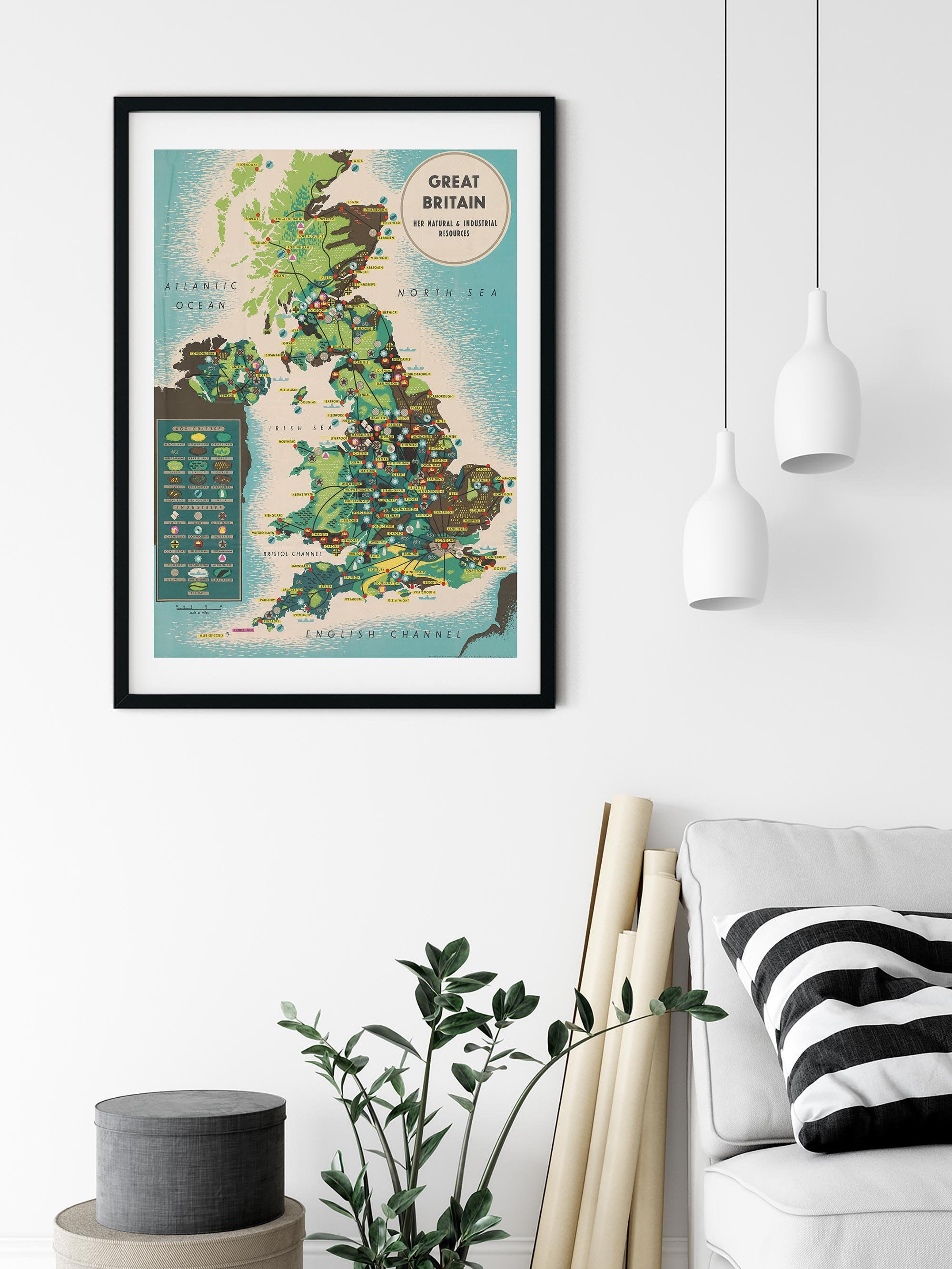 Map of Great Britain, Educational Map, Natural & Industrial Resources ...