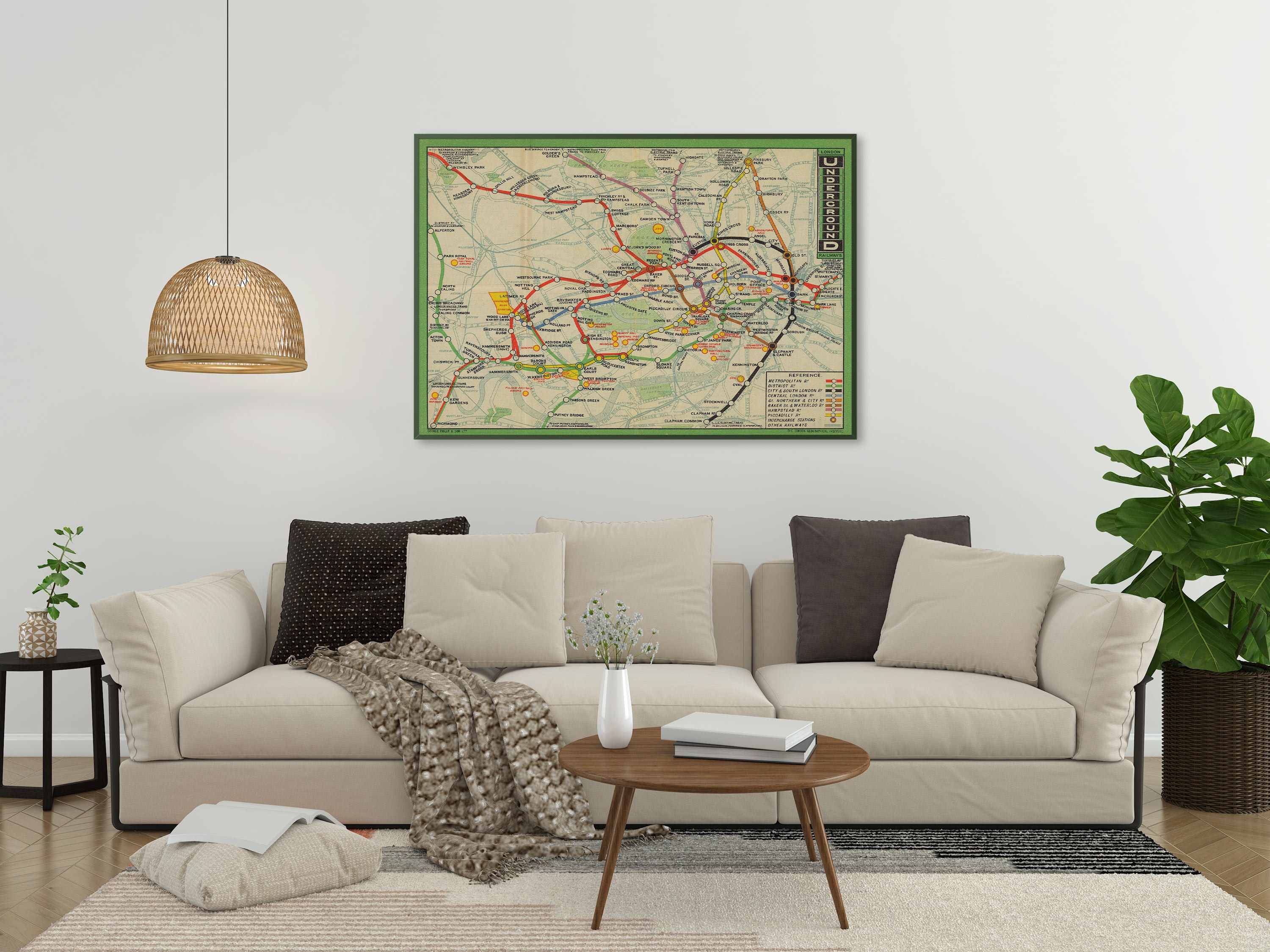 Vintage Map of London, London Underground Railways 1912 , London Print ...