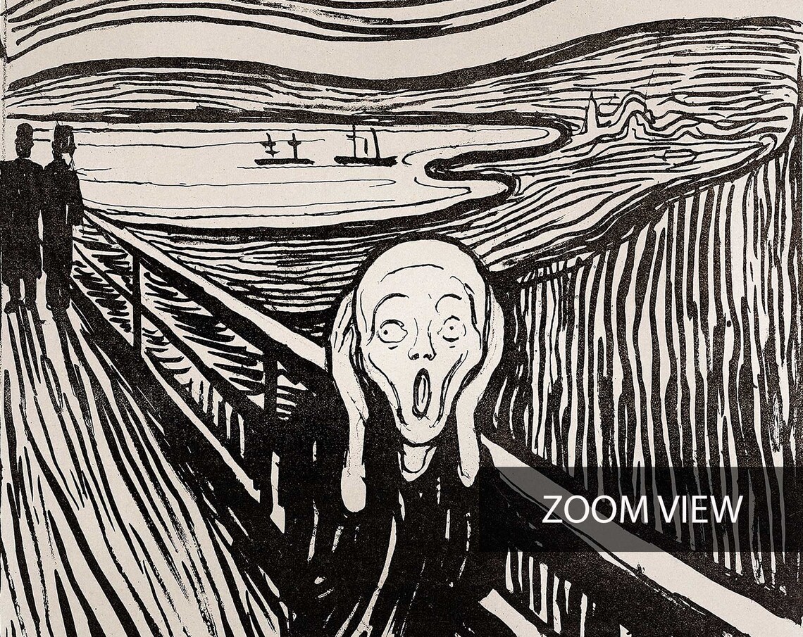 Scream Edvard Munch Drawing Black and White Print Expressionist ...