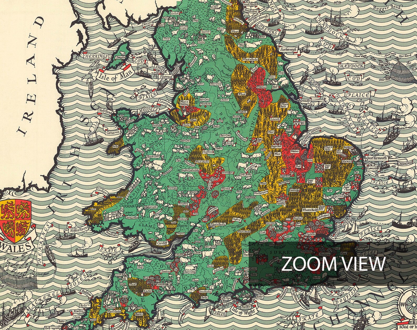Old England Map Agricultural Map of England High Resolution - Etsy UK