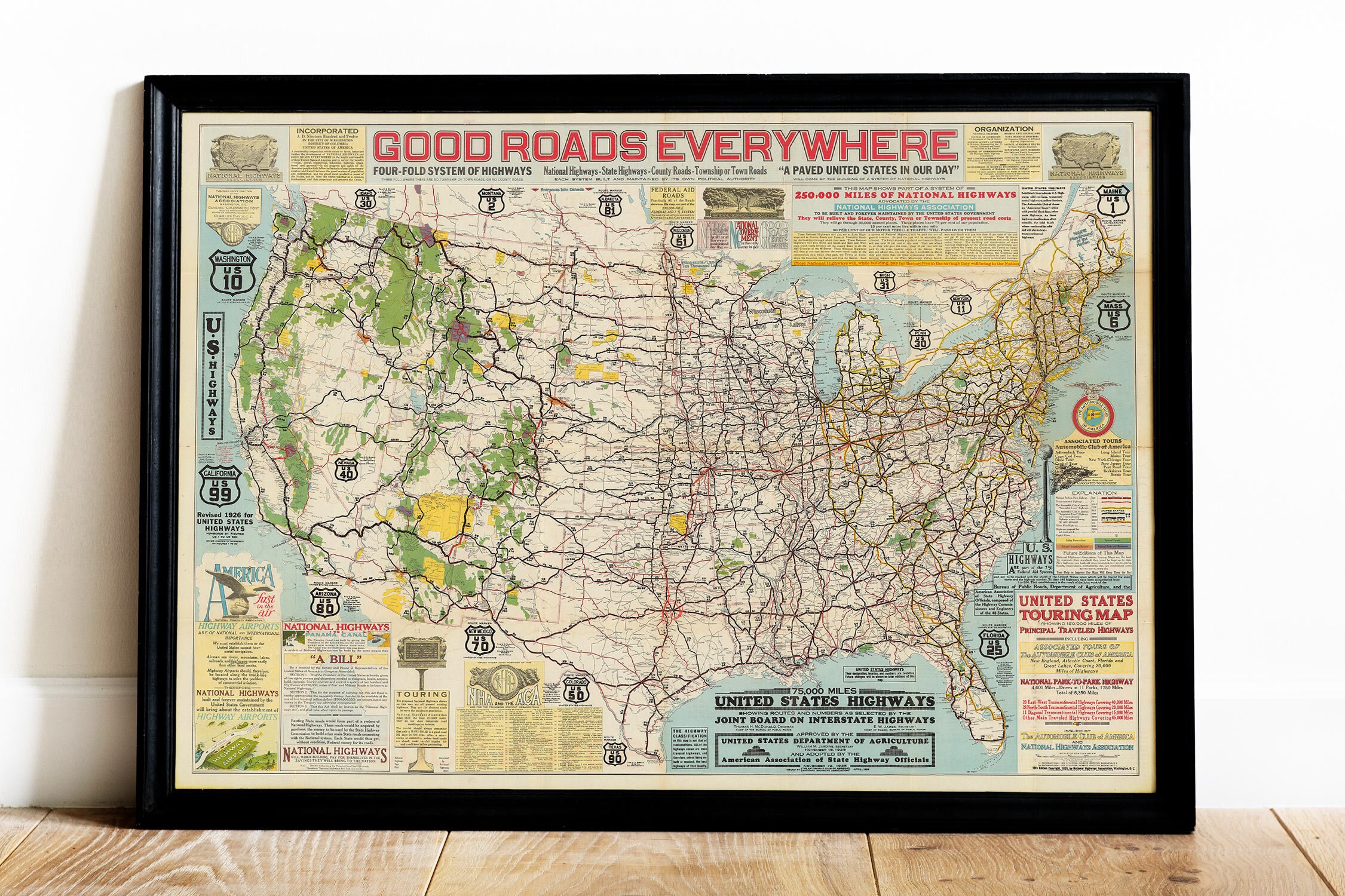 USA Vintage Highway Map High Quality Printed Map of the USA - Etsy UK