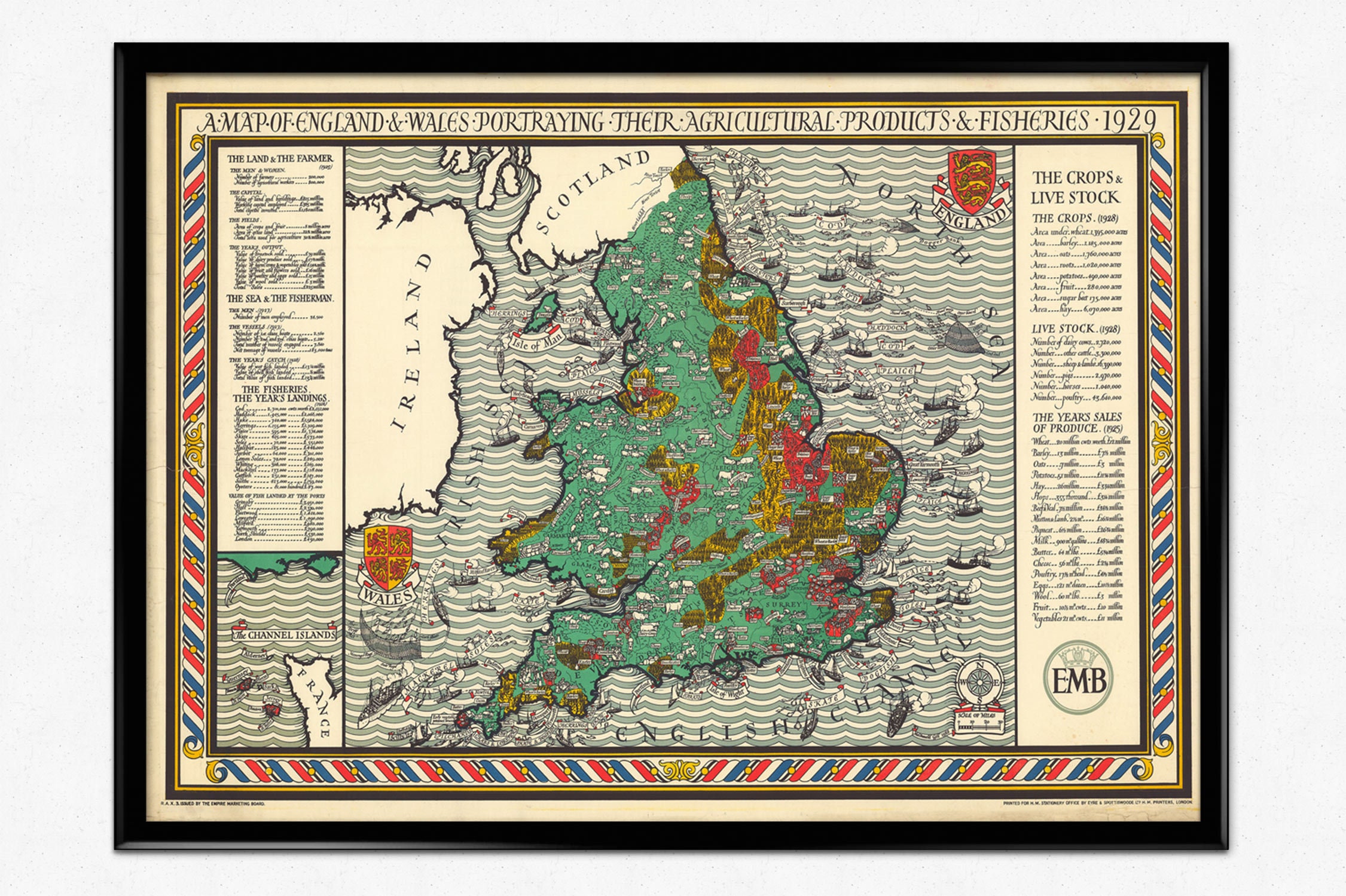 Old England Map Agricultural Map of England High Resolution - Etsy UK